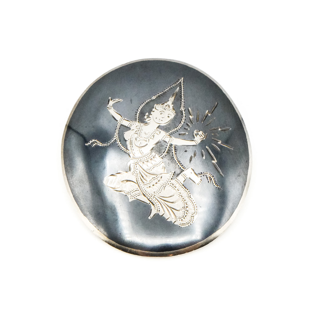 Vintage SIAM Sterling Silver Manimekhala Goddess of Lightning Brooch P ...