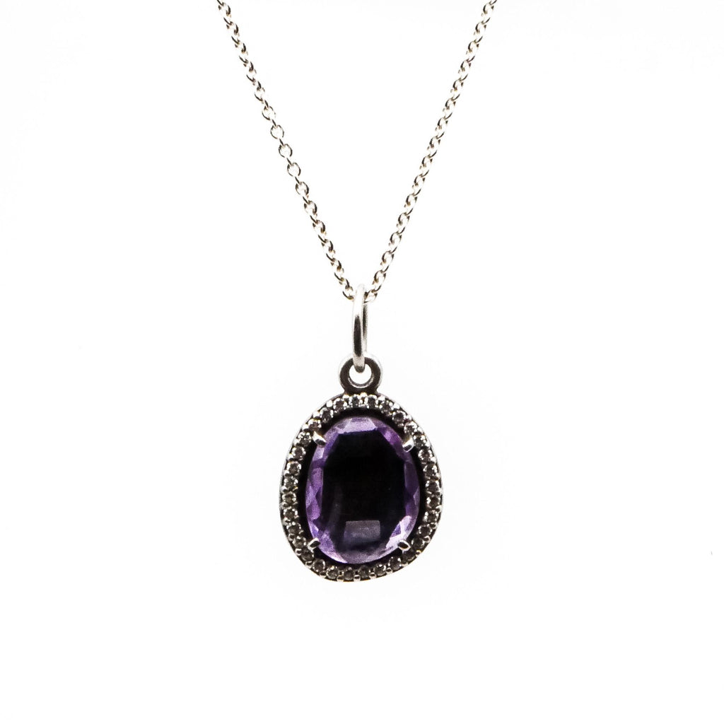 Pandora Rare Retired Glamorous Legacy Amethyst Pendant And Sterling Si ...