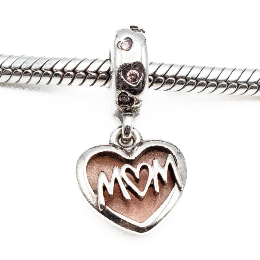 PANDORA Mom Script Heart Dangle Sterling Silver Charm – Legacy Collectors