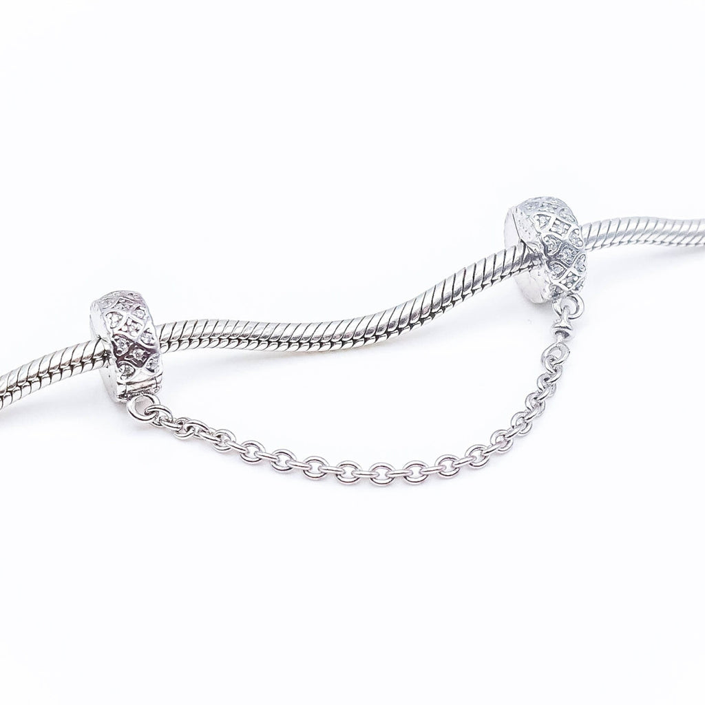 NINA Sterling Silver Safety Chain With Silicone for Charm Bangles With ...