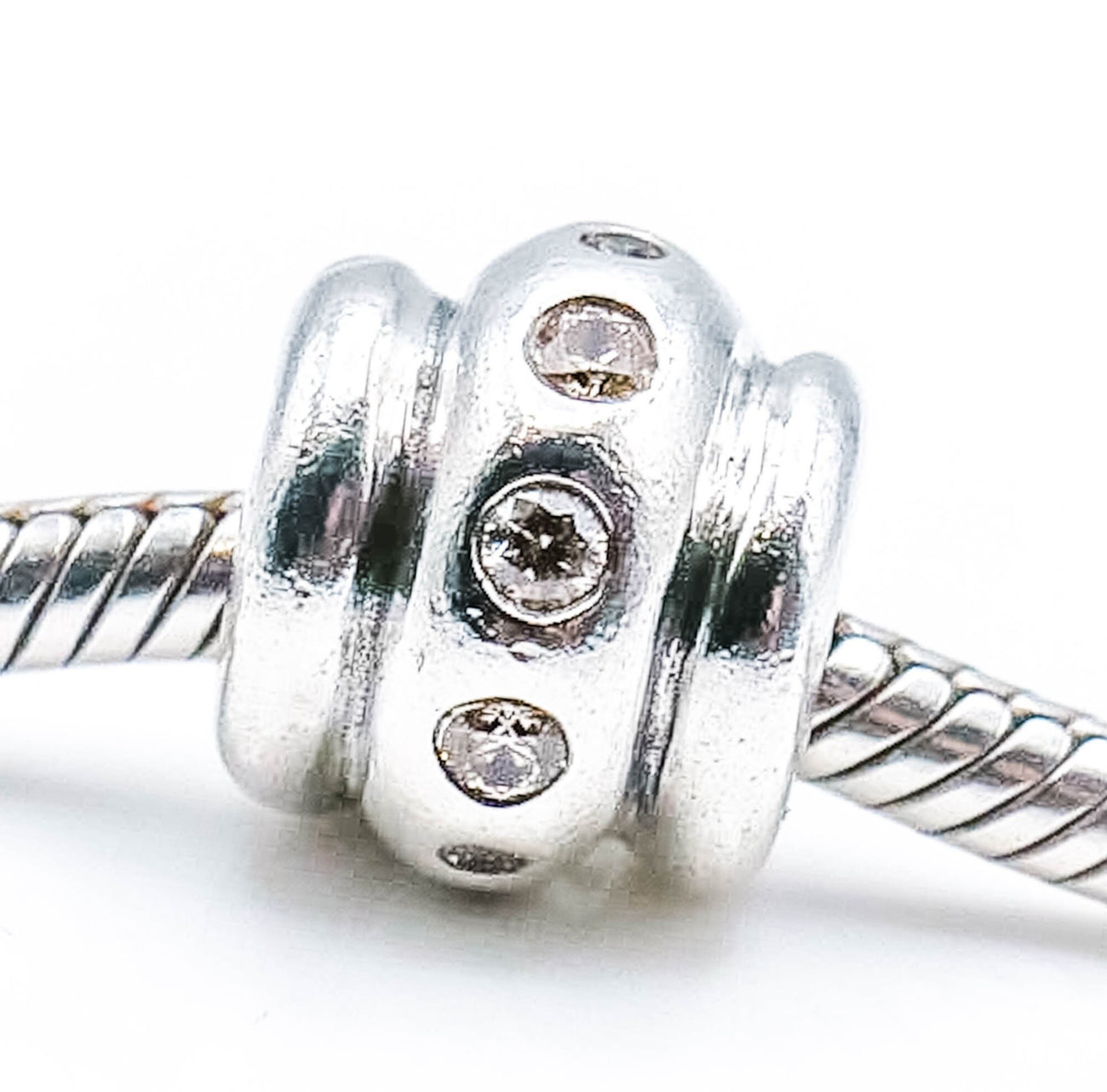 PANDORA Champagne Swirl Sterling Silver Charm With Champagne Zirconia ...